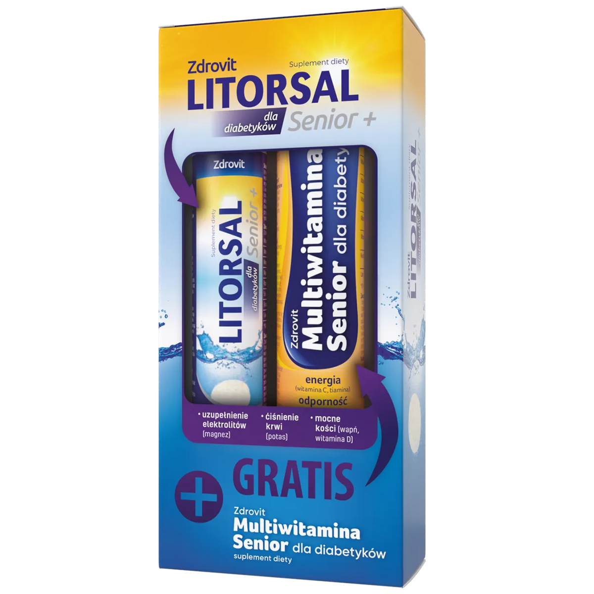 Litorsal + Multiwiatmina Senior dla diabetyków Witaminy Musujące Elekt ...